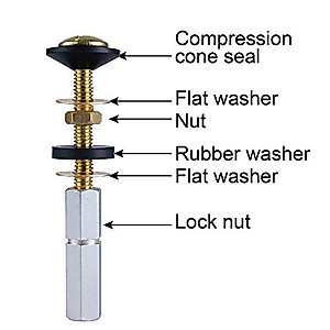 Hibbent 2 Pack Toilet Tank to Bowl Bolt Kits, Heavy Duty Bolts Toilet Bolts for Tank Solid Brass with Extra Long Nuts Easy to Install and Double Gaskets for Fastening