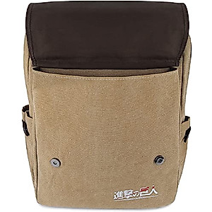 Soutrend AOT Anime Canvas Backpack Mens School Bag Khaki Bookbag Printed Backpack Daypack with Headphone Hole