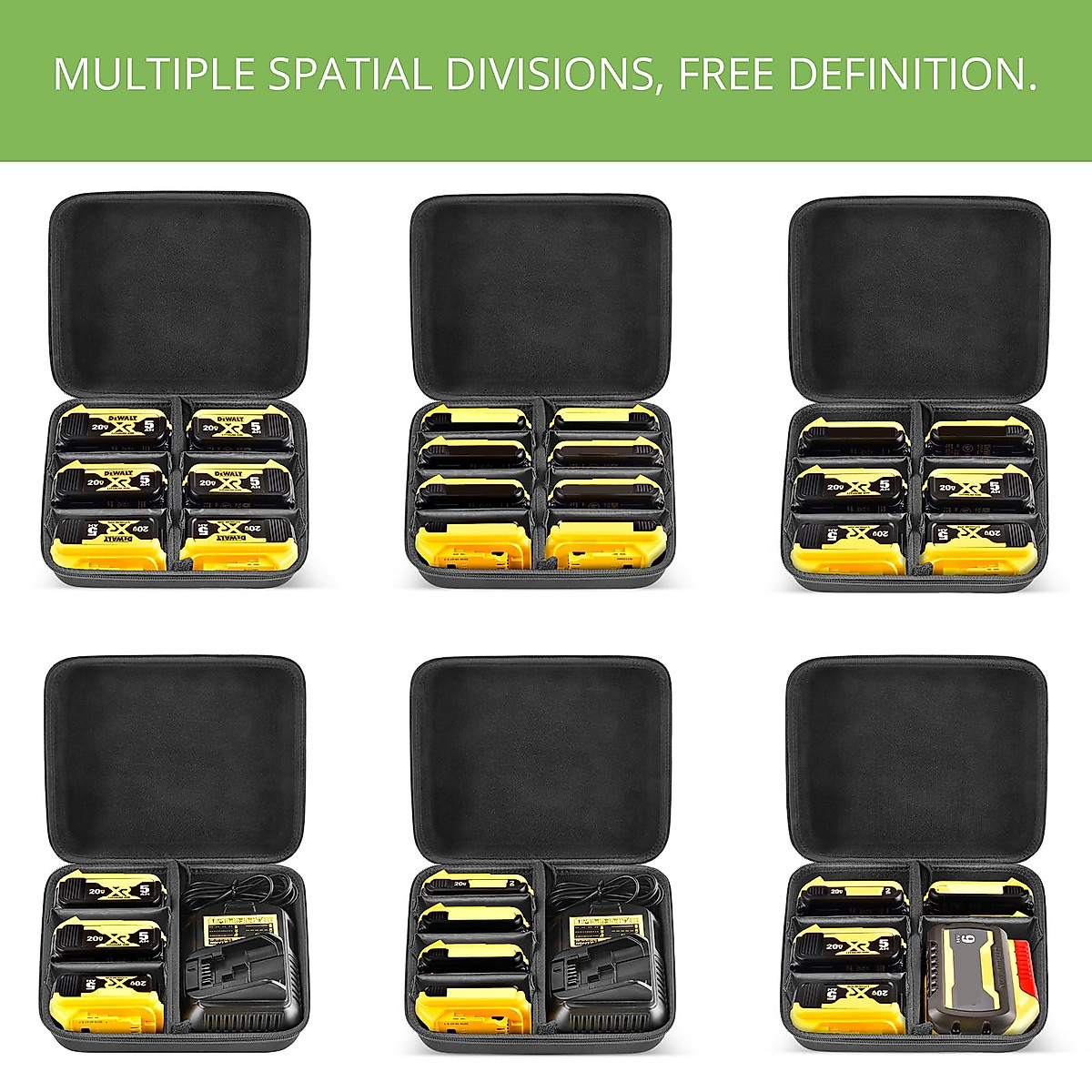 Battery Storage Box Holder Case for Dewalt for Milwaukee for Makita for Ryobi 8v/12v/18v/20v/60v Max XR Batteries and Charger - Bag Only