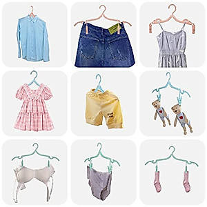 12 Pcs Folding Clothes Hangers, Portable Travel Clothes Hangers with Clips Plastic Non-Slip Pants Skirts Underwear Clothes Hangers Drying Rack for Home Outdoor Travel (Solid Color-12Pcs)