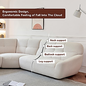 VASOENY 113x113'' Modular Sectional Sofa, Sherpa Lamb Fabric Original Design L Shaped Couch, 5 Seat Modern Corner Sofa with 3 Pillow for Living Room, Villa, Office