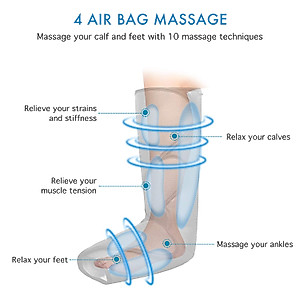 CINCOM Leg Massager for Circulation and Pain Relief, Air Compression Foot and Calf Massager Helpful for Relaxation, Swelling and Edema Gifts for Mom and Dad (with 2 Extensions) - FSA HSA Eligible