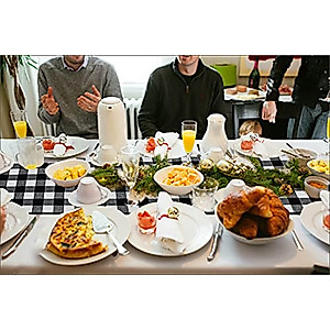 Senneny Buffalo Check Table Runner Cotton Black and White Plaid Classic Stylish Design for Family Dinner Christmas Holiday Birthday Party Table Home Decoration (White and Black, 14 x 72 Inch)