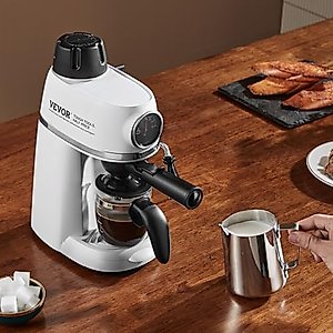 VEVOR Espresso Machine, 3.5 Bar Espresso Maker with Milk Frother Steam Wand, 4-Cup Professional Coffee/Espresso Machine with Temp Gauge for Latte Cappuccino, NTC Control System