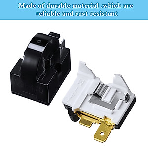 Mudder QP2-4.7 PTC Starter Relay 1 Pin Refrigerator Starter Relay and 6750C-0005P Overload Protector Compatible with LG Refrigerator Compressor, 2 Pieces in Total