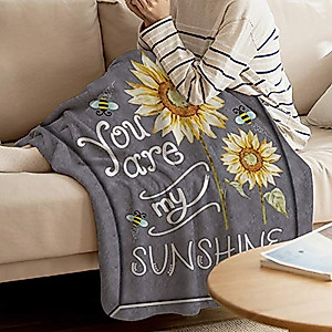 Flannel Fleece Bed Blanket 40 x 50 inch Sunflowers Throw Blanket Lightweight Cozy Plush Blanket for Bedroom Living Rooms Sofa Couch - You are My Sunshine