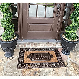 A1HC Natural Coir and Rubber Door Mat, 38x23, Thick Durable Doormats for Indoor Outdoor Entrance, Heavy Duty, Thin Profile Door Mat, Easy to Clean, Long Lasting, Front Door Entry Doormat