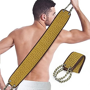 Exfoliating Back Scrubber for Shower, Double-Sided Back Scrub Washcloth with Handles, 38 Inches Body Exfoliator Bath Tool to Clean Your Body Deeply for Men & Women Skin Care (Yellow)