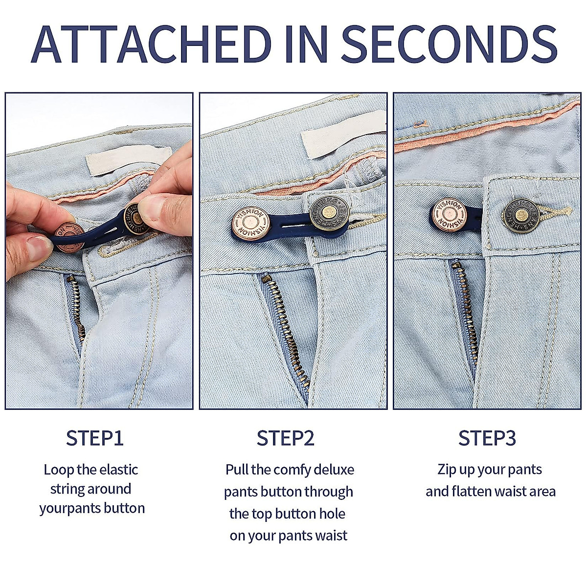 Siyurongg Button Extenders for Jeans, 6pcs Pants Extender Button for Women Men, Jean Button Extender, Waist Extenders, No Sew Instant Waistband Extender Buttons Metal Silicone for Jeans Pants Collar