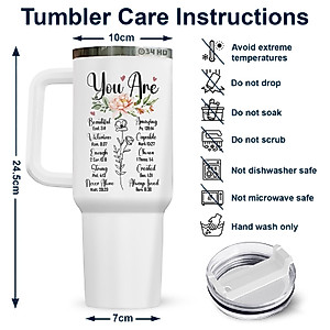 34HD Inspirational Religious Gifts for Women, Christian Tumbler with Handle and Straw, 40oz God Say You Are Cup, Birthday Mothers Day Gifts for Mom Grandma Sister Aunt Friend