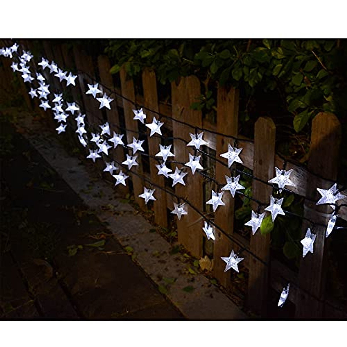 Homeleo Outdoor Solar Star String Lights, 50FT 120LED Solar Powered Twinkle Fairy Lights Waterproof for Garden, Fence, Umbrella, Canopy, Gazebo, Pergola, Balcony, Landscape, Christmas Decor, White