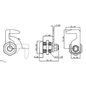 Cam Lock 5/8" Toolbox Lock 90 Degree, Tubular Lock with 2 Keyes, Cylinder Lock for File Cabinet and Mailbox use, Zinc Alloy