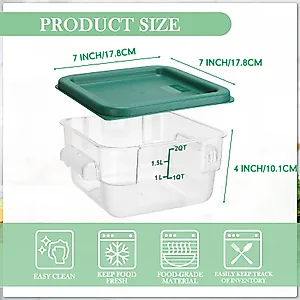 Lallisa 8 Pcs 2 Quart Food Storage Containers with Lids Clear Square Polycarbonate Marinating Container Dough Bucket with Lid(Green)