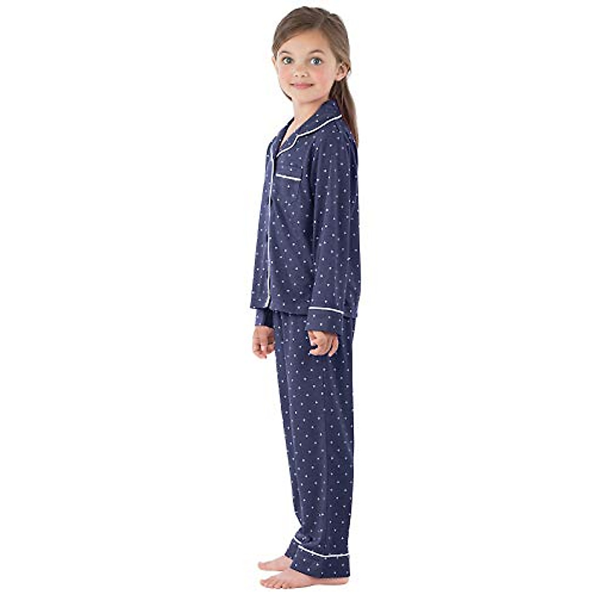 PajamaGram Boy Pajamas - Girl Pajamas, Navy Polka Dot, 12