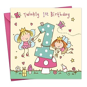 TWIZLER Happy 1st Birthday Card, 6.1 x 6.1 in, Envelope Included, Unisex-Kids
