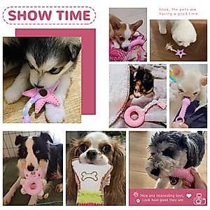 XGDMEIL 6 Pack Puppy Toys for Teething Small Dogs, Cute Pink Dog Chew Toys for Puppies, Soft Squeaky Dog Toys for Small Breed Cleaning Doggy Teeth, Outdoor Interactive Small Dog Chew Toys Set