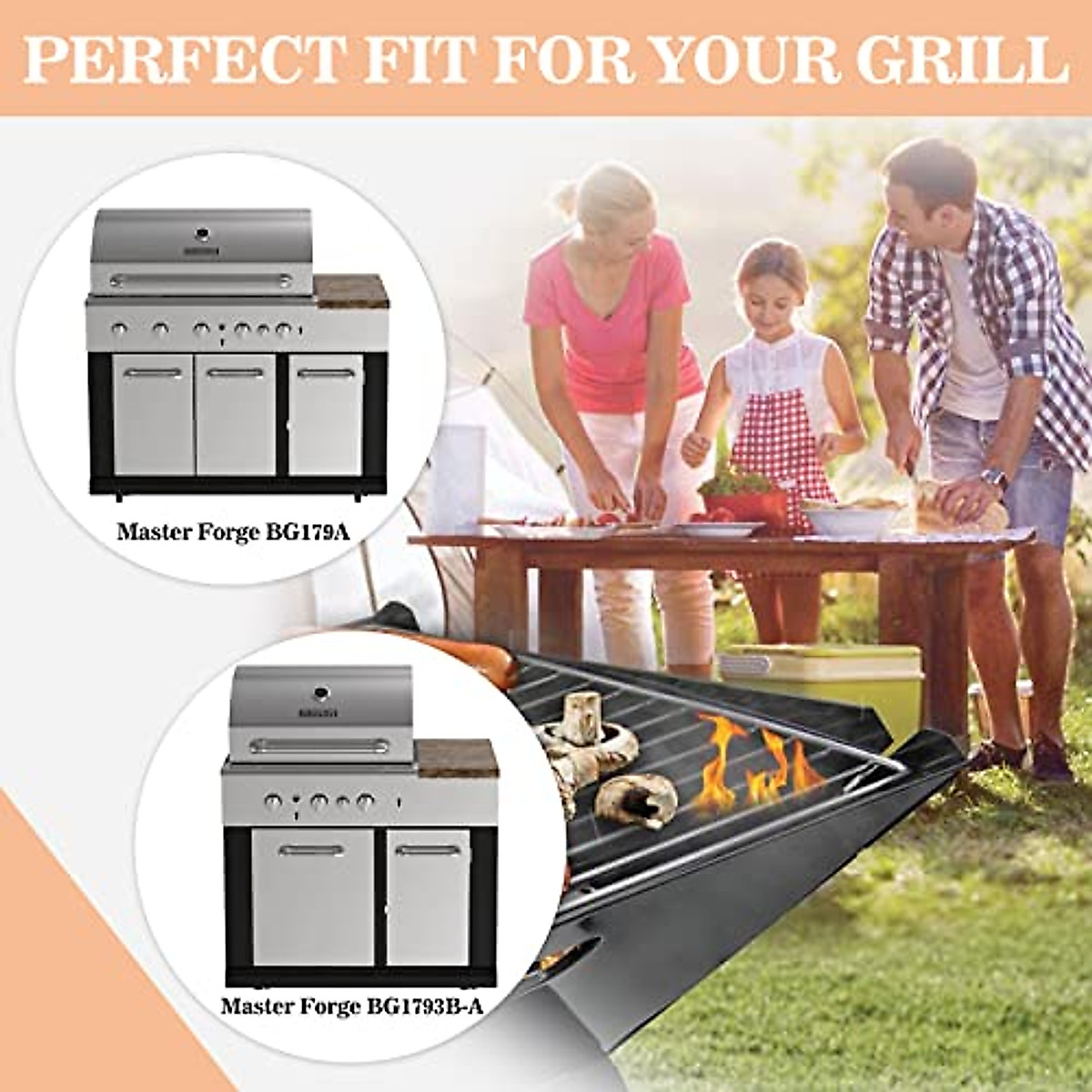 Adviace Grill Replacement Parts for Master Forge BG179A BG1793B-A BG1793B-A BG1795BAL, Heat Tent Heat Plates for Master Forge BG179A, 503225-10 MFHP2 Flame Tamer Replacement 4-Pack