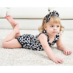 UNICOMIDEA Unisex Baby Girl Outfits Infant Boy's Rompers Toddler Cow Jumpsuits with 3D Soft Newborn Clothes White Headband