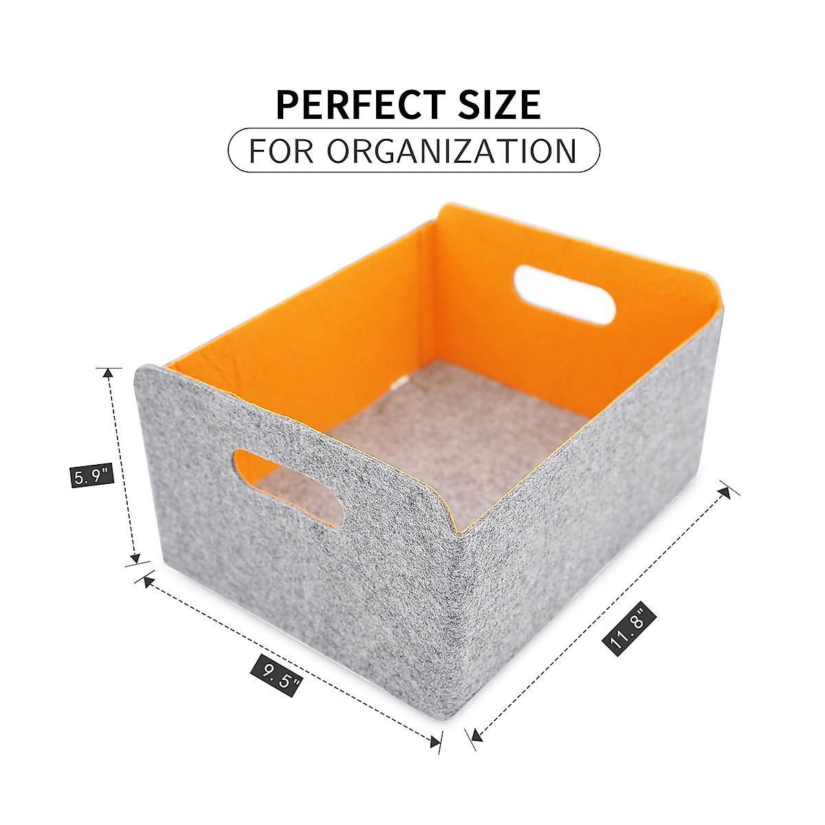 Welaxy storage baskets Felt Foldable Storage Cube Shelf Bins Organizer box for Kids Toys Magazine Books Clothes Office Bedroom Closet Babies Nursery organizing (orange+green+turquoise )