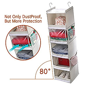 Vailando Hanging Closet Organizer for Closet Organizers and Storage, Hanging Shelves with Side Pockets for Wardrobe, Nursery, Baby Clothes Organization