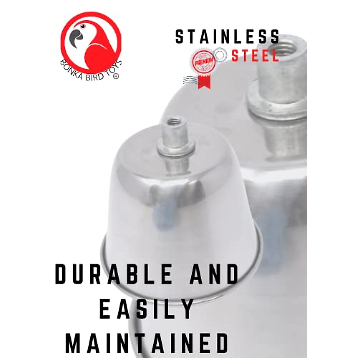 Bonka Bird Toys 800127 Parrot Stainless Steel Water 12oz Cup Cage Seed Feed Bowl