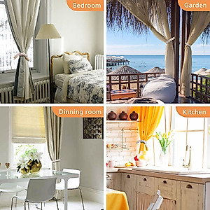 NICEEC 2 Pack Wooden Magnetic Curtain Tiebacks Boho Decoration Drape Tie Backs Natural Cotton Handmade Double Rope Curtain Holdbacks for Thin or Thick Home & Office Window Drapery (New Beige)