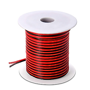 100FT 18 AWG Gauge Electrical Wire, DC 12V Hookup Red Black Copper Stranded Auto 2 Cord, Flexible Extension Cable with Spool for LED Ribbon Lamp Light or Low Voltage Products by MILAPEAK
