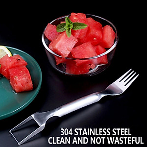2PCS Watermelon Fork Slicer Cutter, Watermelon Fruit Slicer Cutter Tool,Dual Head Stainless Steel Fruit Forks Slicer Knife for Family Parties Camping
