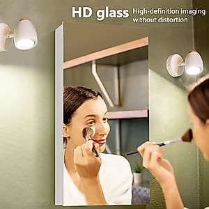 Vacolitel Single-Door Bathroom Medicine Cabinet with Mirror, Recessed or Surface Mount Bathroom Wall Cabinet,Left-Opening (15"X36")