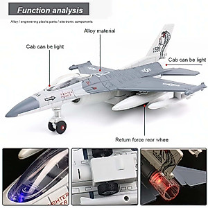 Lynkaye F-16 Fighting Falcon Thunderbirds Toy Army Air Force Military Airplane Model Kit with Fun Lights and Sounds (Bright White)