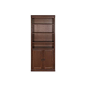 Martin Furniture Huntington Oxford Wood Bookcase with Doors, Storage Cabinet, Office Shelves, Brown (HO3072D/B)