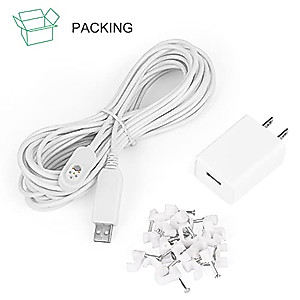 30FT Magnetic Charging Cable with Power Adapter for Arlo Pro4 and Ultra 2, Continuous Outdoor Power Supply for Your Arlo Security Camera (White)