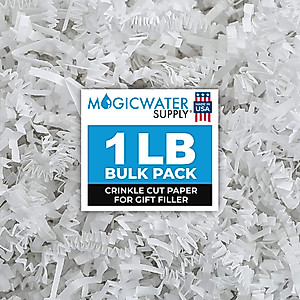 MagicWater Supply Crinkle Cut Paper Shred Filler (1 LB) for Gift Wrapping & Basket Filling - White