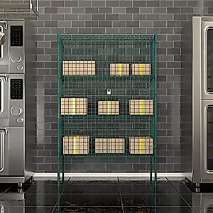 Krollen Industrial NSF Stationary Wire Green Security Cage Kit - 24" x 48" x 74" With 4 Shelves