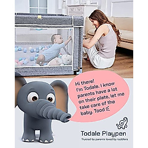 TODALE Baby Playpen for Toddler, Extra Large Baby Playard, Infant Safety Activity Center, Sturdy Babies Playpen with Anti-Slip Suckers,Tear-Resistant Material &Breathable Mesh (Grey 70”×59”)