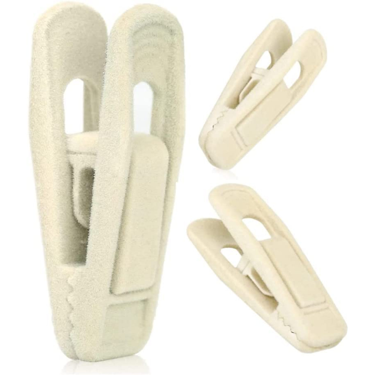 Ivory Velvet Standard Hanger (Pack of 50) with Velvet Hanger Clips Beige(Pack of 6)-Heavyduty No.Slip No.Hanger Marks-Premium Soft Velvet for Hangers and Clips