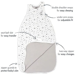 Woolino Toddler Sleeping Sack, 4 Season, Merino Wool, Baby Sleep Bag, 2-4 Years, Star Gray