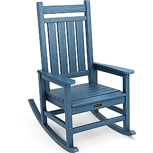 SERWALL HDPE Outdoor Rocking Chair, HDPE Rocking Chair for Adult, Blue