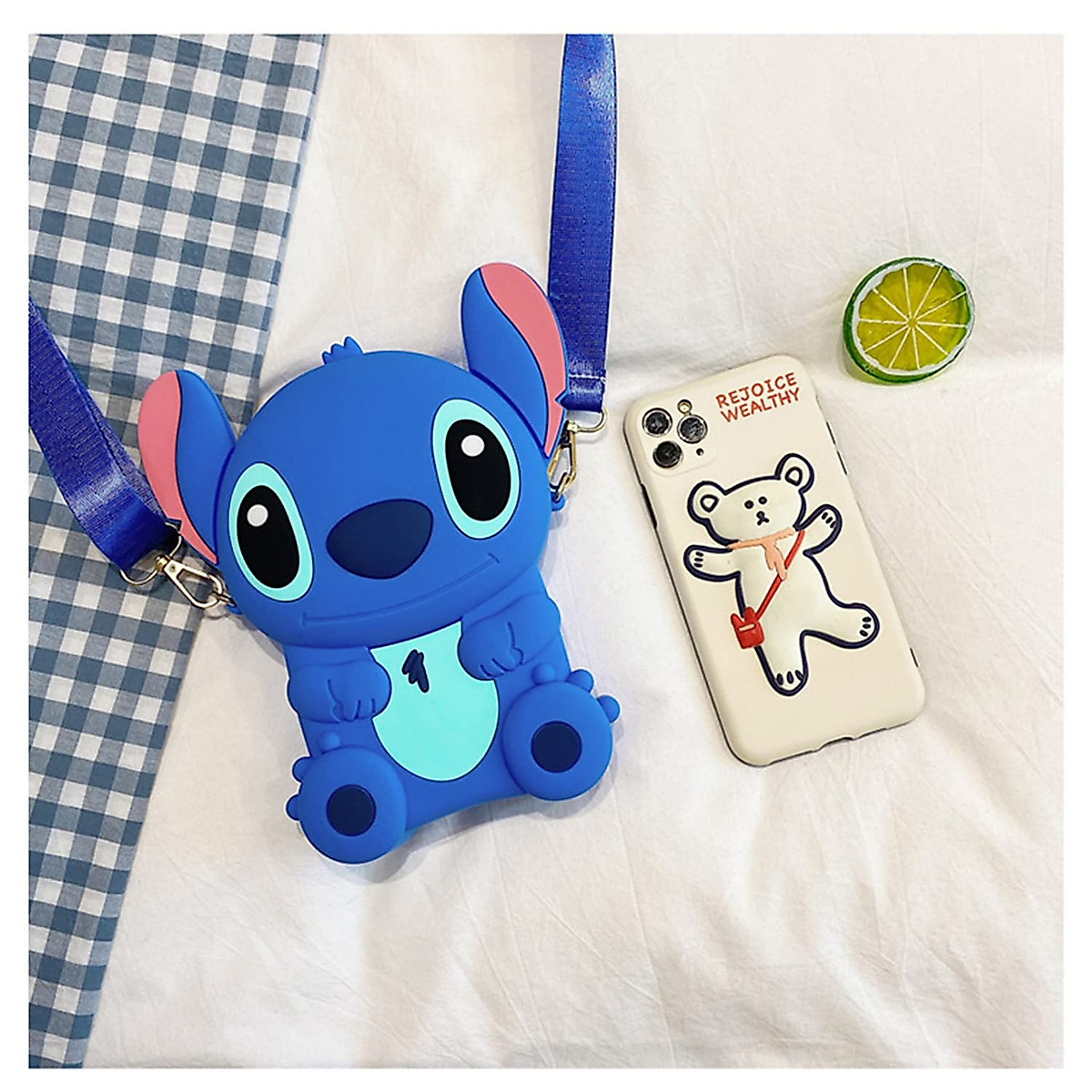ANEIMIAH Stitch Cross Body Bag with Shoulder Strap,Stitch Kawaii Sling Bag Cute Anime Coin Money Crossbody Purse Birthday Gifts for Girls Womens Wallet Accessories