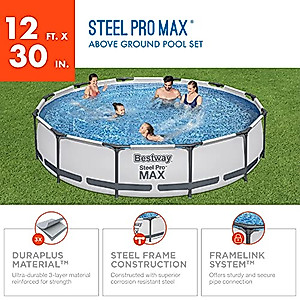Bestway 56417 Steel Pro Above Ground, 12ft x 30 Inch | Frame Swimming Pool with Filter Pump