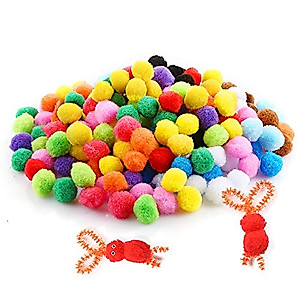 Caydo 240 Pieces 1 Inch Assorted Pom Poms, Pompoms for Hobby Supplies and DIY Creative Crafts Decorations