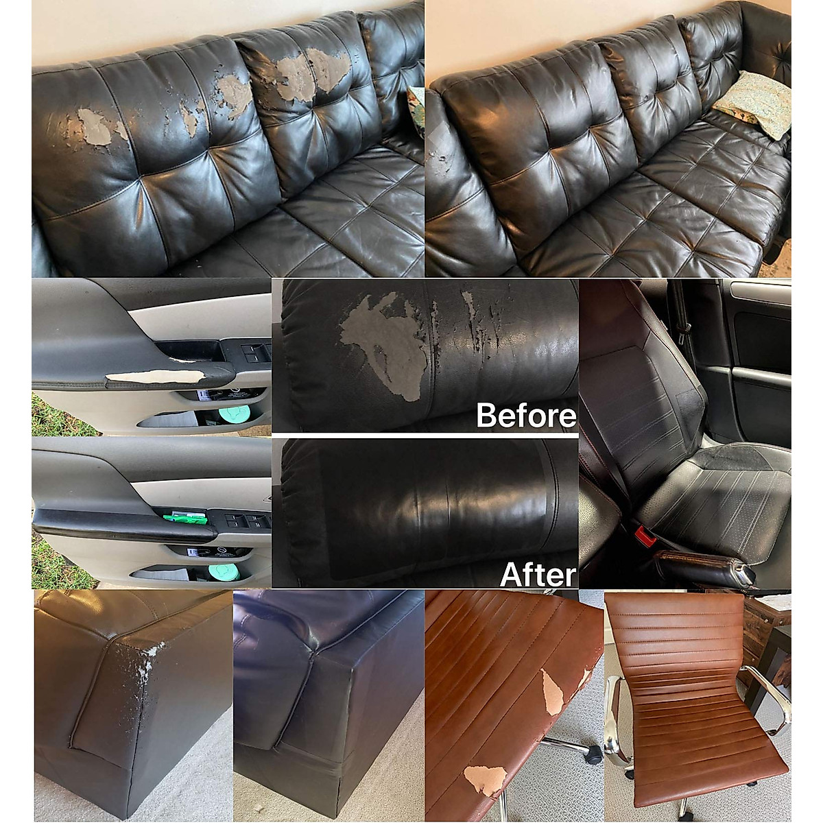 Leather Repair Patch for Couches 17X55inch Large Self-Adhesive refinisher cuttable reupholster Tape Patches kit for Couch Car Seats Furniture Sofa Vinyl Chairs Shoes Fabric Fix(Black, 17x55 inch)