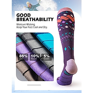 OutdoorMaster Unisex Ski Socks,Skiing and Snowboarding Socks for Men & Women with Over the Calf Design/Non-Slip Cuff