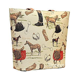 Signare Tapestry Shoulder Bag Tote Bag for Women with Horse Design (SHOU-HOR)