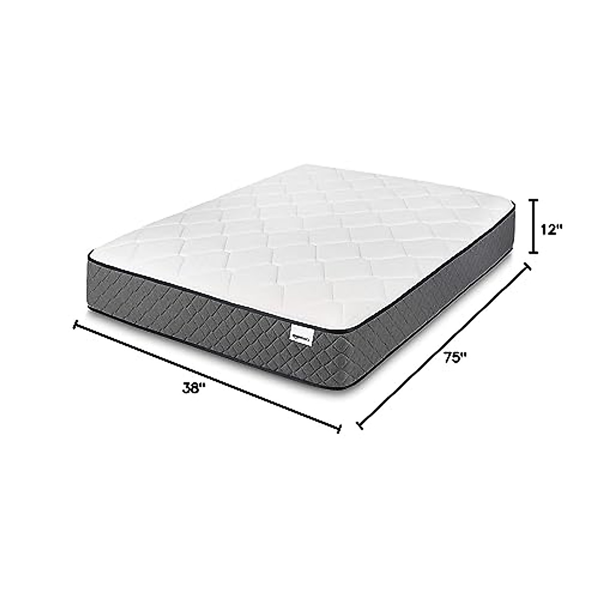 Amazon Basics Hybrid Mattress - Medium Feel - Memory Foam - Motion Isolation Springs - 12-Inch, Twin, White & Gray