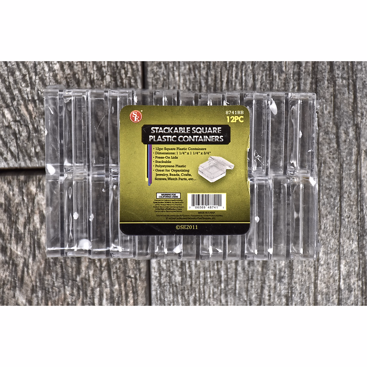 SE 12 Stackable Square Plastic Containers - 8741BB