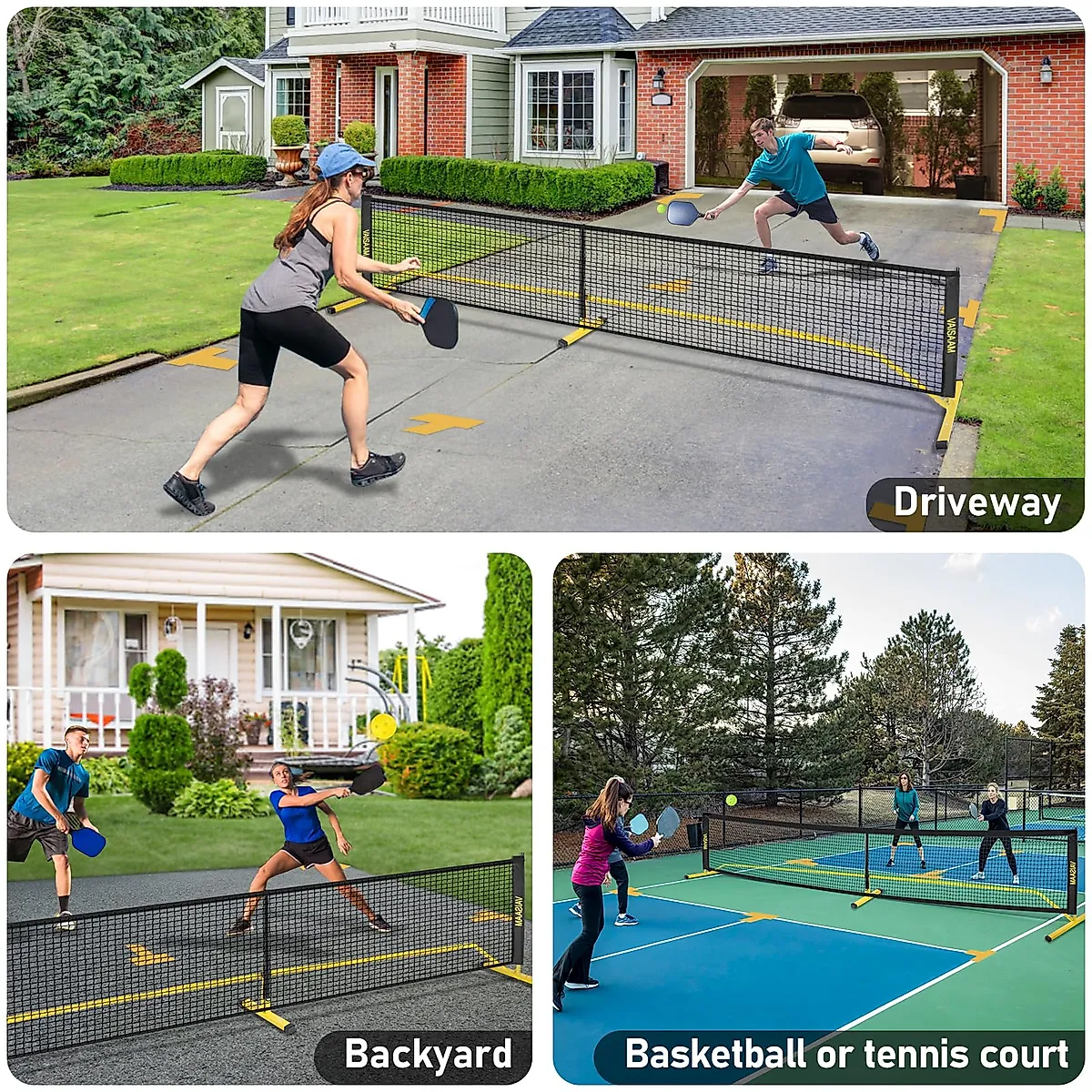 5.0 Upgraded Portable Pickleball Net System 22FT Full Court Official Regulation Size Pickle Ball Nets Indoor & Outdoor with Court Line Marker & Carrying Bag