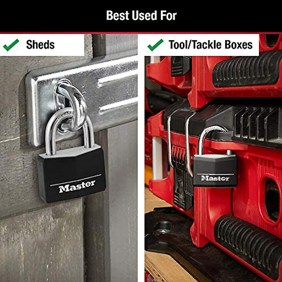 Master Lock Black Covered Aluminum Padlock, Gym Locker Lock with Key for Indoor or Outdoor Use with Vinyl Weather Resistant Cover, 141D