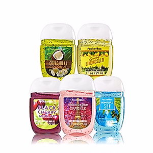 Bath and Body Works Anti-Bacterial Hand Gel 5-Pack PocketBac Sanitizers, Assorted Scents, 1 fl oz each