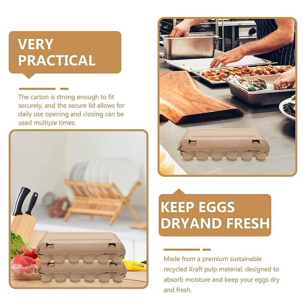 Angoily 6 Pack Empty Egg Cartons 24 Cell Pulp Fiber Egg Tray Holder Egg Storage Containers Strong Sturdy Egg Crate Cardboard Material for Family, Farm, Market, Camping, Picnic, Travel